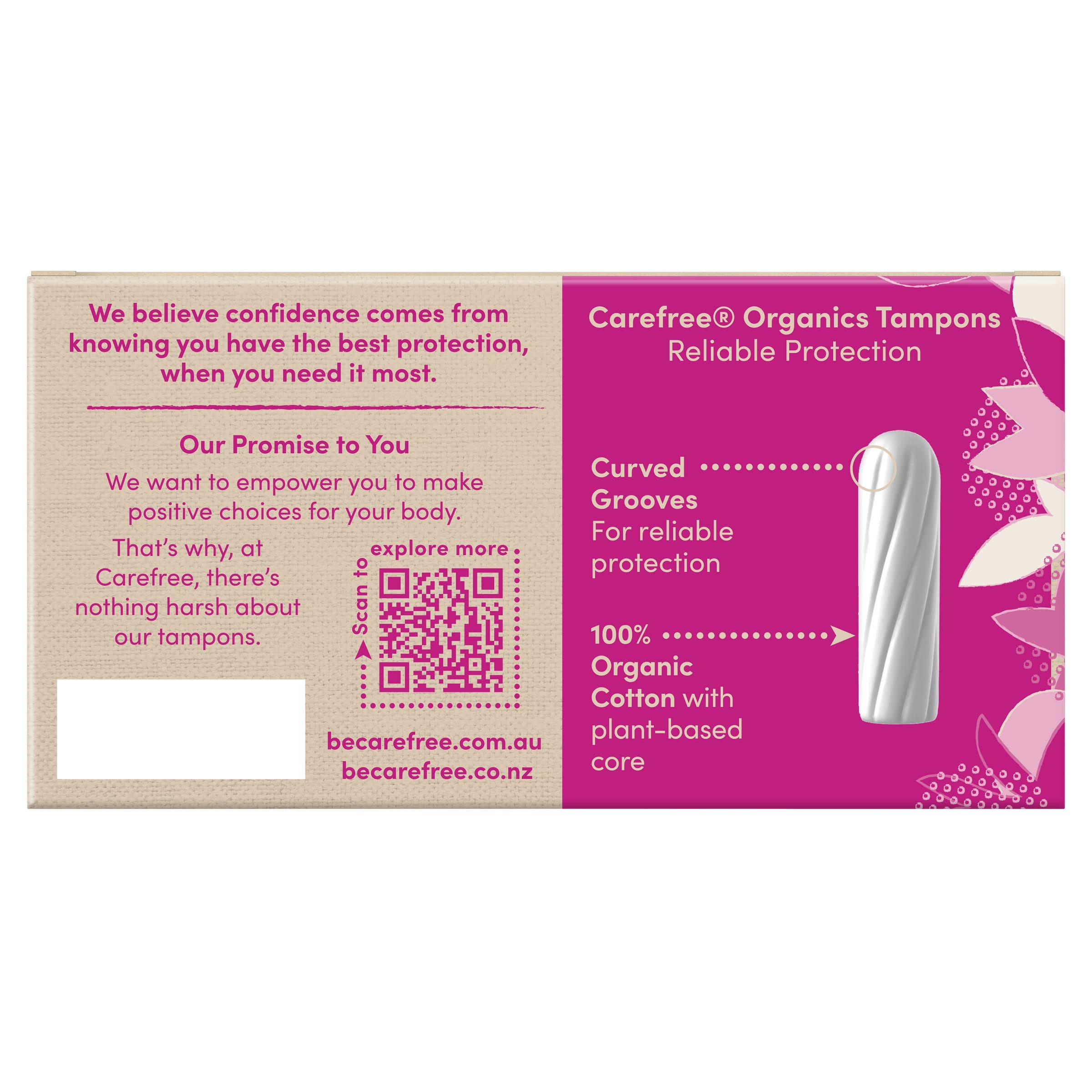 Carefree Tampons Organics REGULAR 16pk - Products PeleGuy Distribution Pty Ltd 1300 377 341