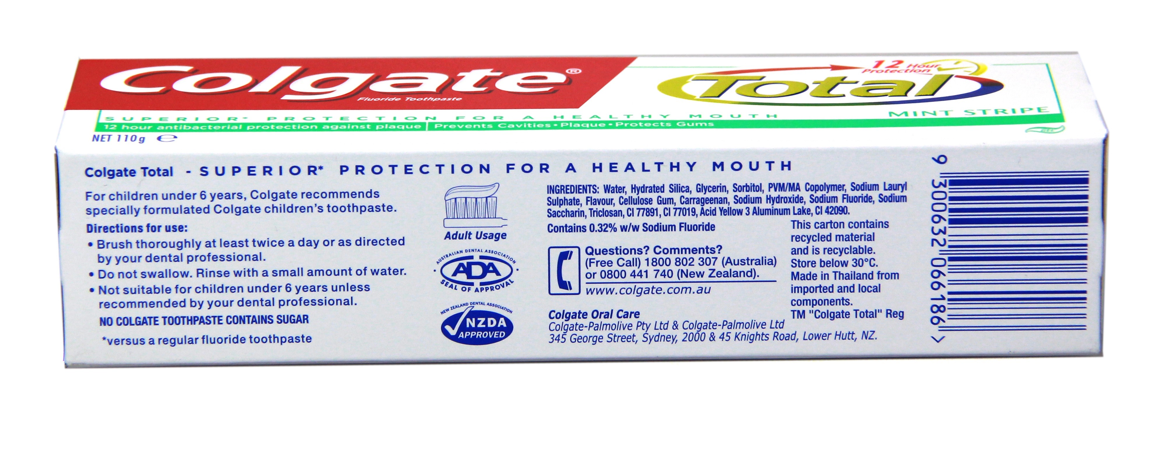Colgate TP Total Mint 110g PeleGuy Distribution Pty Ltd 1300 377 341