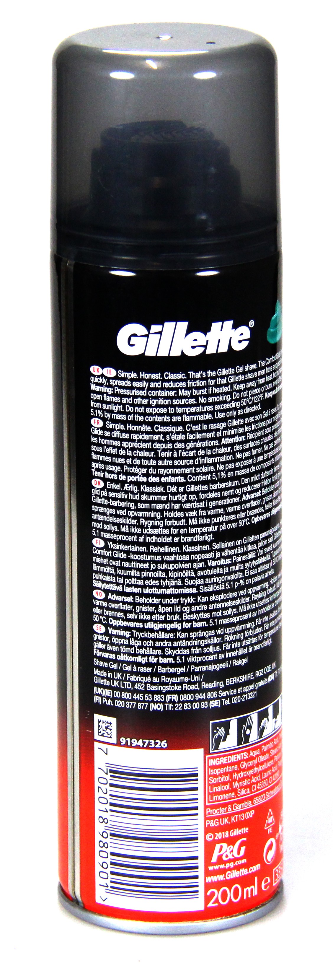 Gillette Shave Gel Reg 200ml PeleGuy Distribution Pty Ltd 1300 377 341