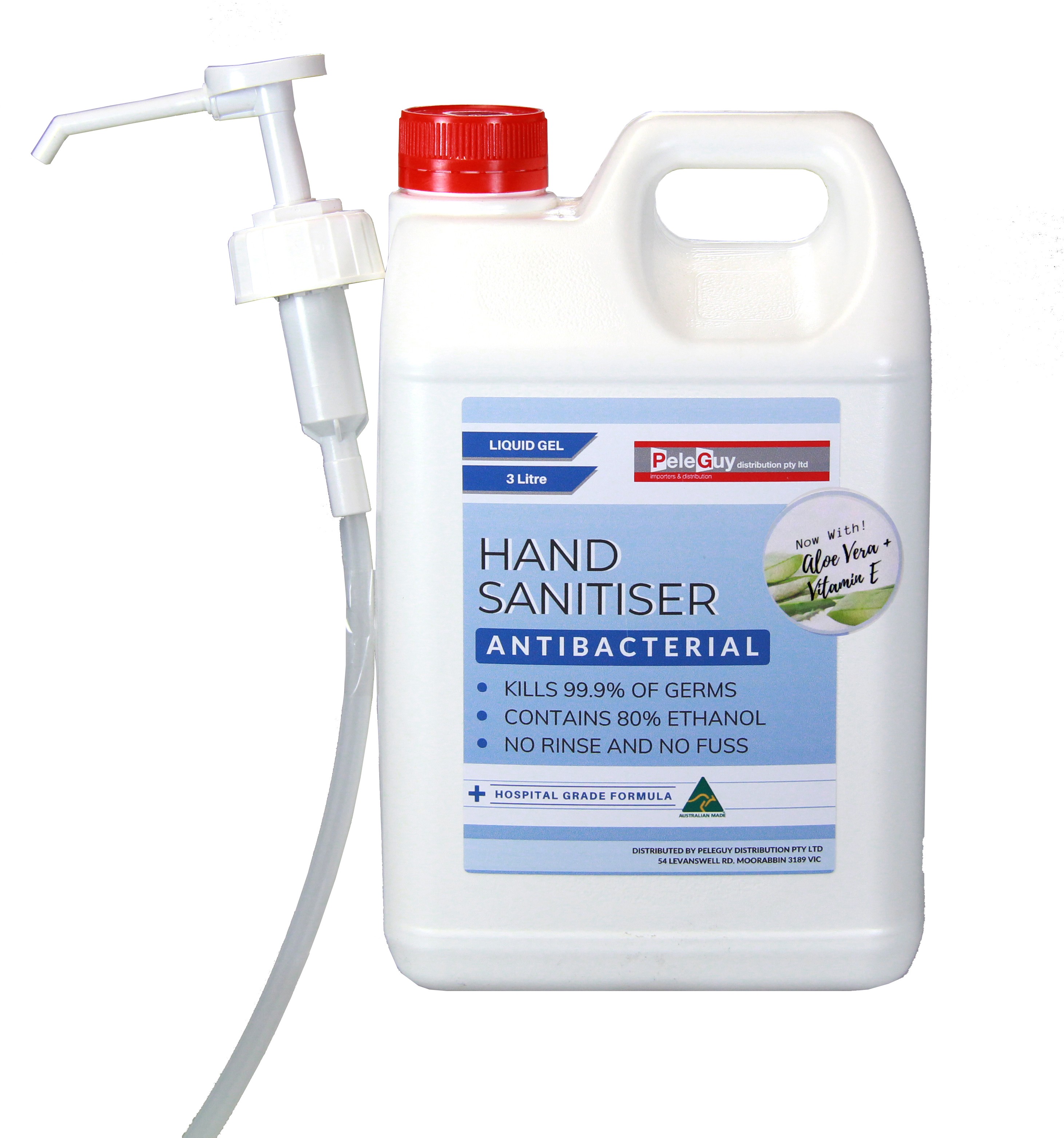 Hand Sanitiser Gel 3L Liquid Gel AUS made + Pump PeleGuy Distribution ...