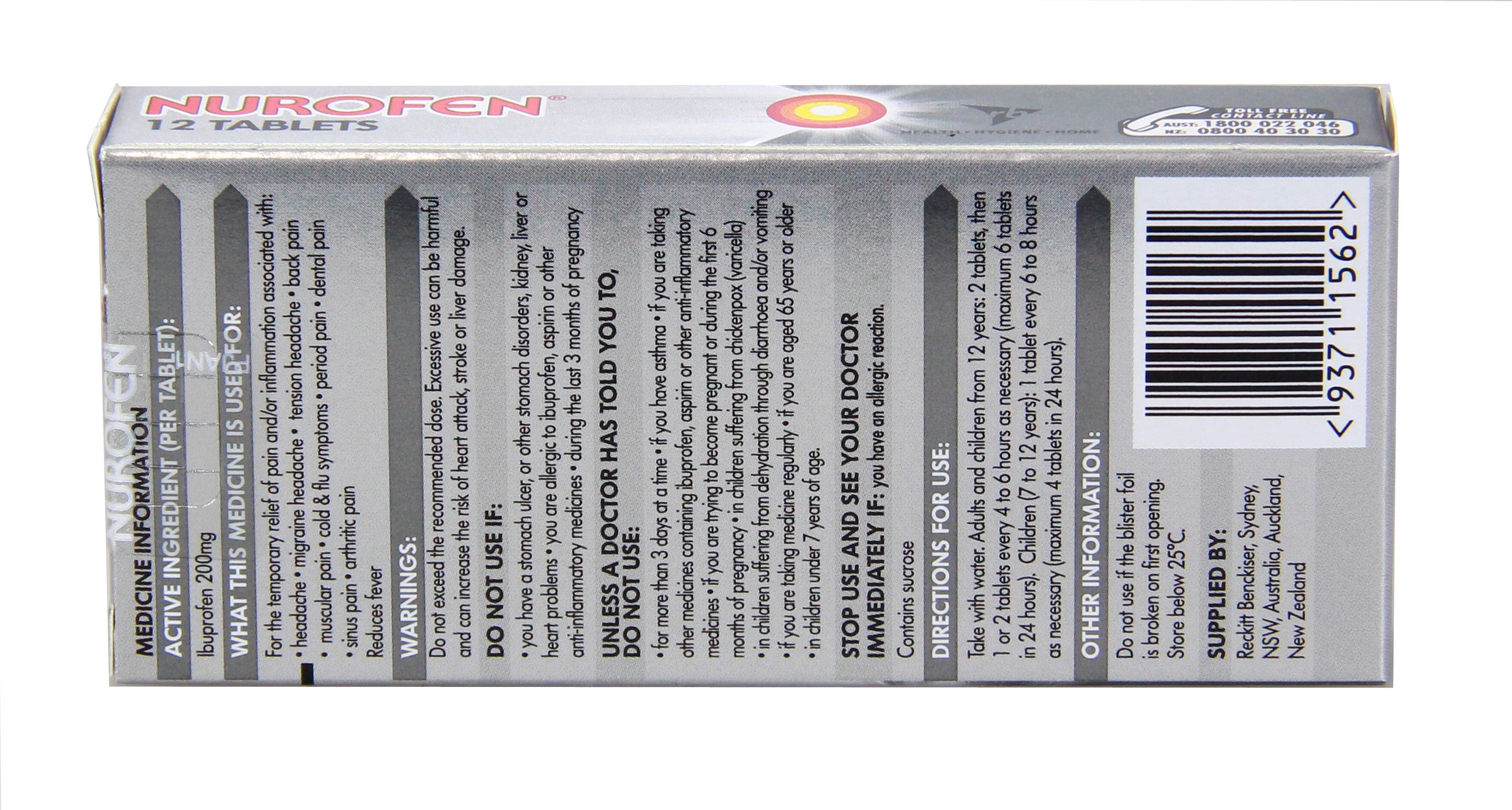 Nurofen 12pk Tablets PeleGuy Distribution Pty Ltd 1300 377 341