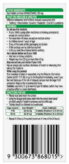 Panadol Children 12 Chew Tab PeleGuy Distribution Pty Ltd 1300 377 341