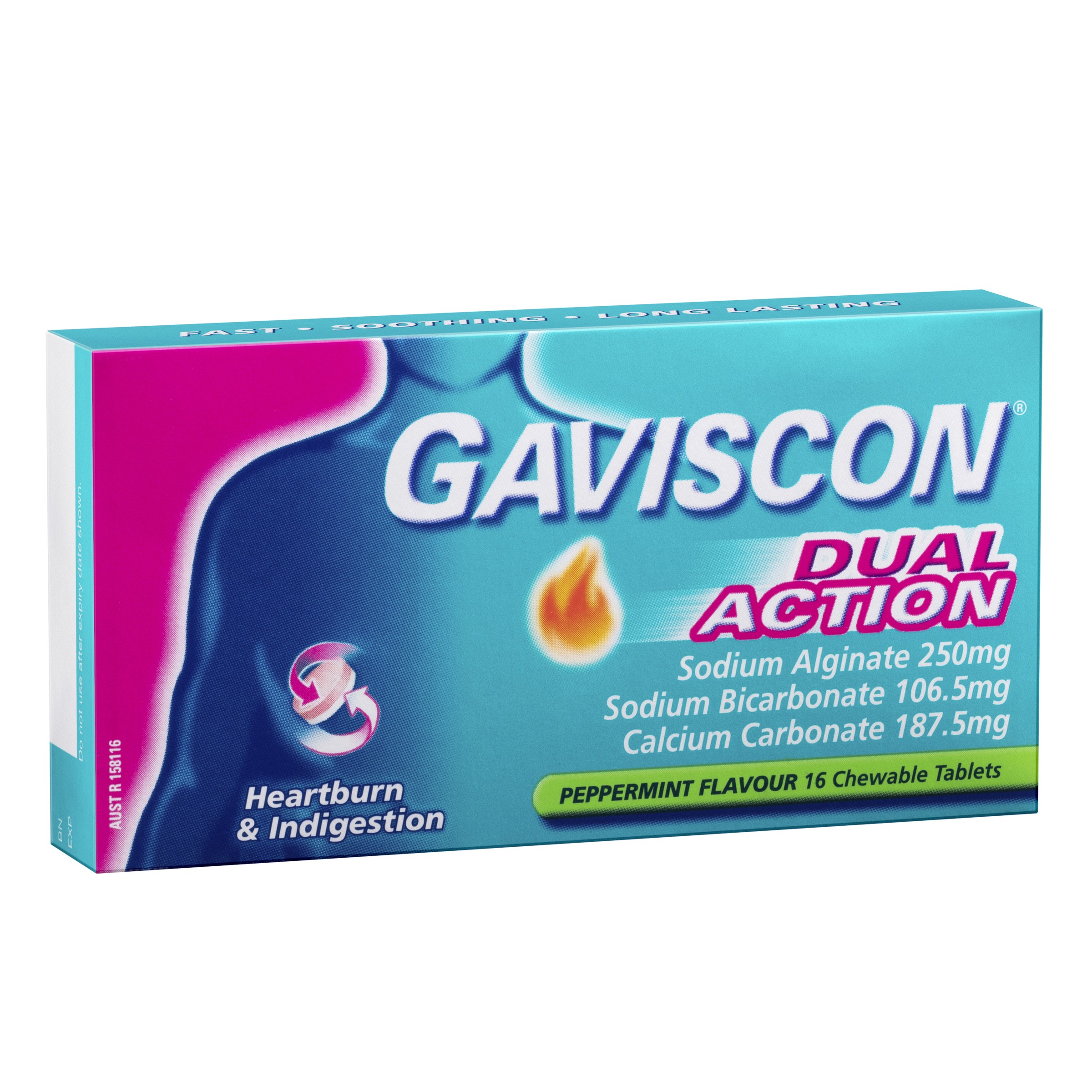 Gaviscon Dual Action 16 Tabs PeleGuy Distribution Pty Ltd 1300 377 341