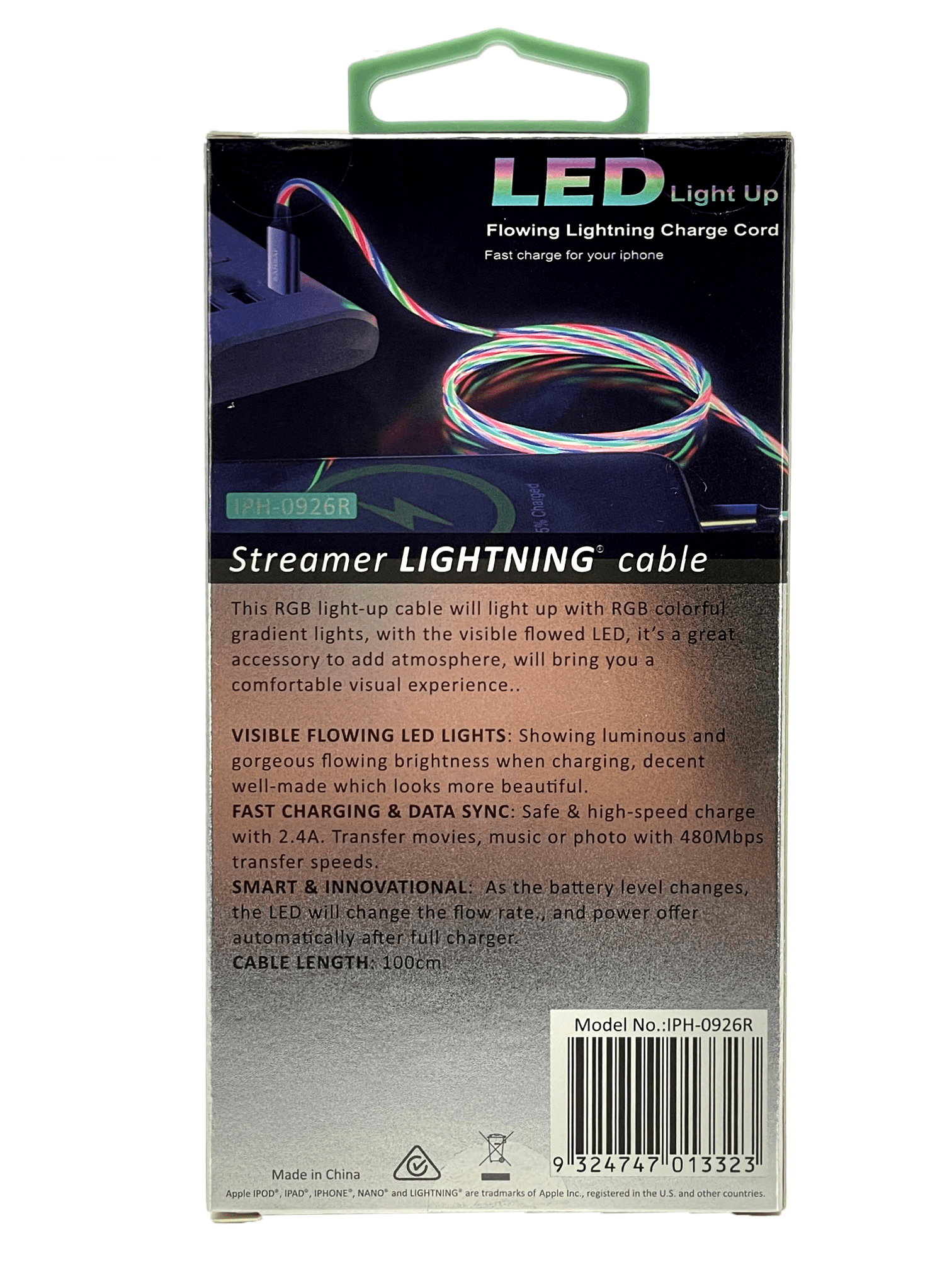 iPhone RGB Light-Up Cable PeleGuy Distribution Pty Ltd 1300 377 341