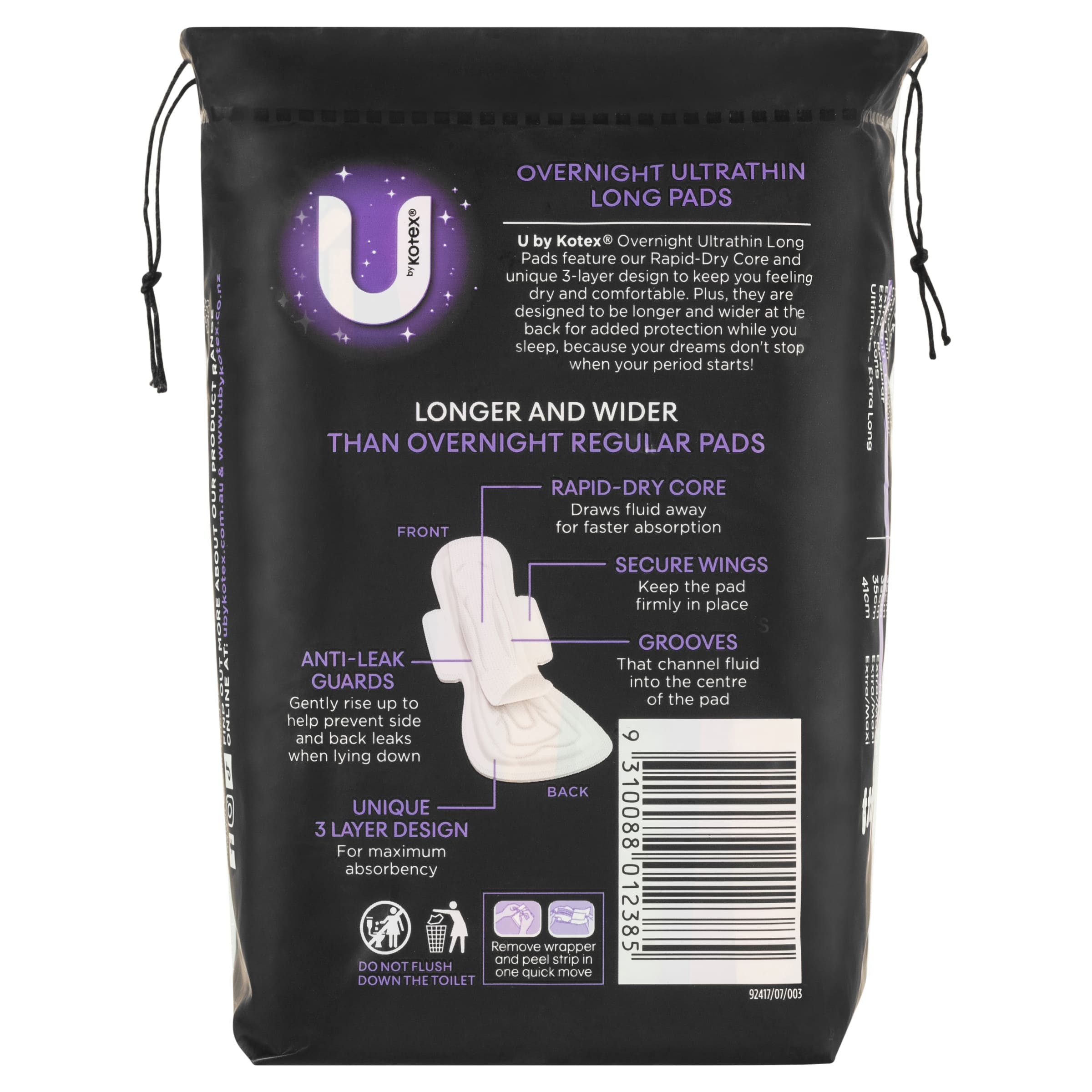 U By Kotex O/N U/Thin LONG 8PK PeleGuy Distribution Pty Ltd 1300 377 341