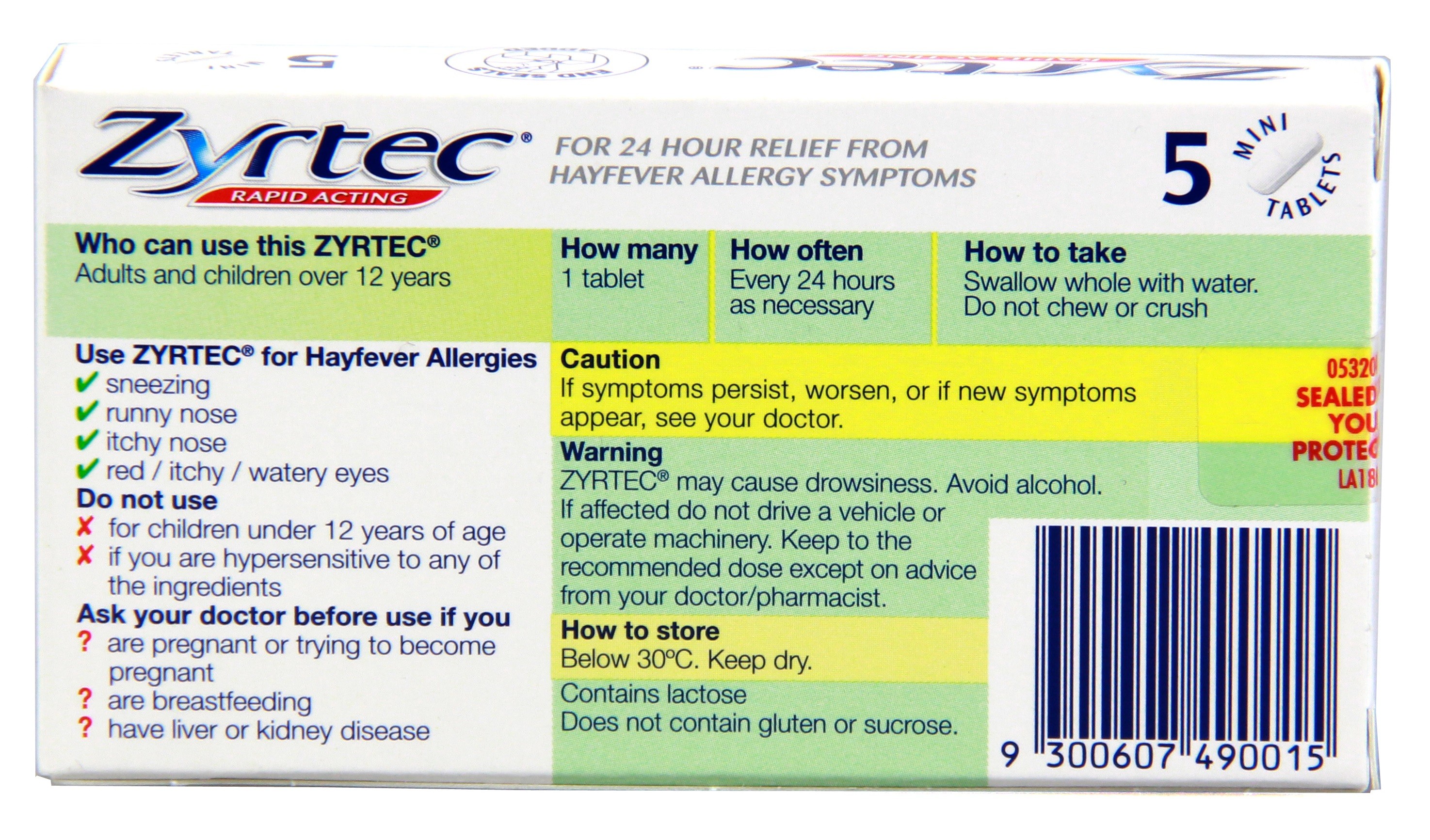 Zyrtec 5 Mini Tablets PeleGuy Distribution Pty Ltd 1300 377 341