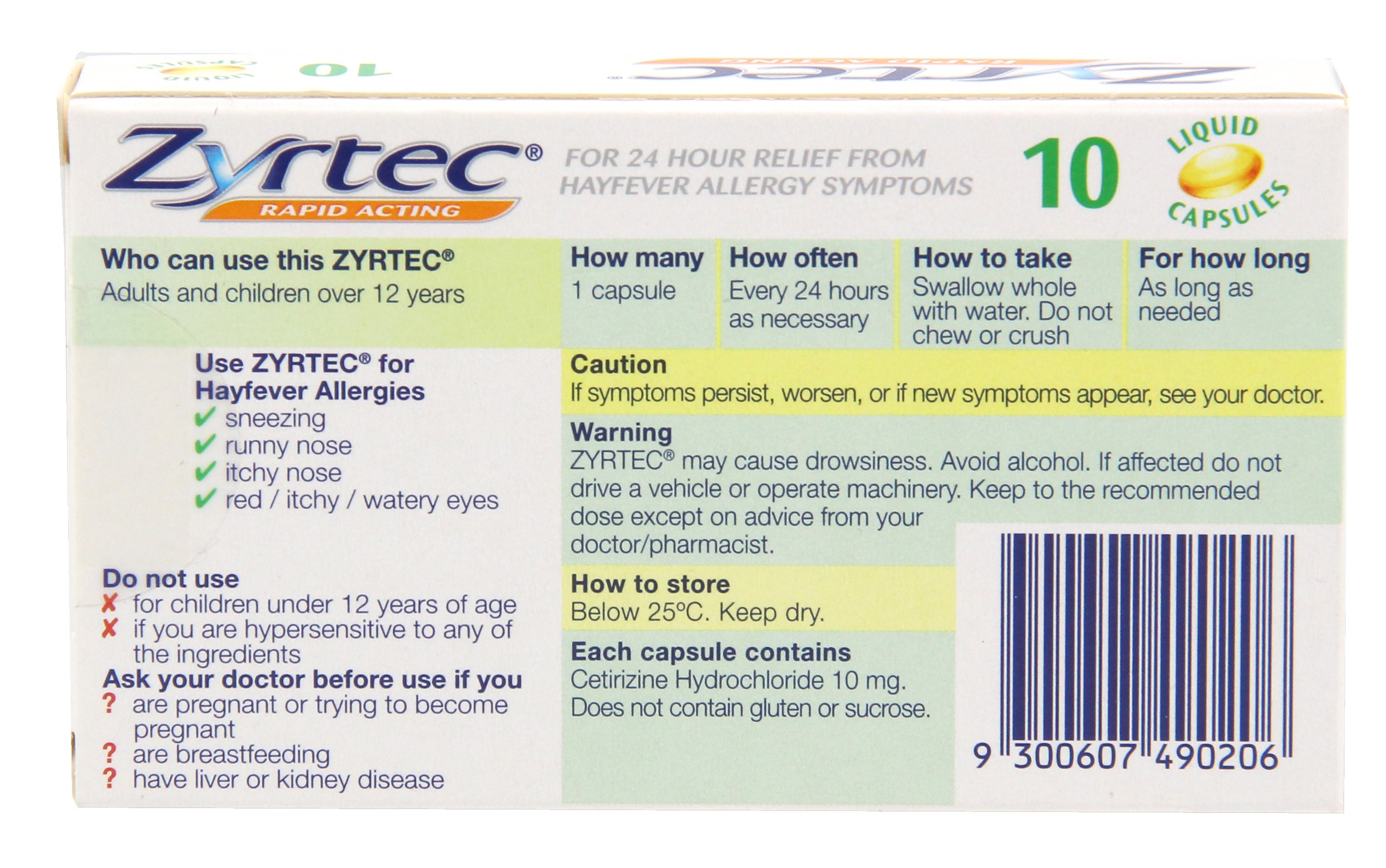 Zyrtec 10 Liquid CAPS PeleGuy Distribution Pty Ltd 1300 377 341
